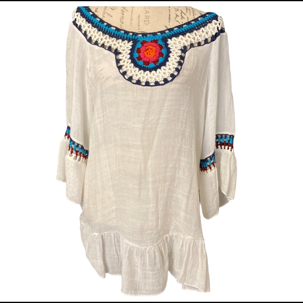 White 100% Cotton Crochet Beautiful Top. From Greece.… - Gem